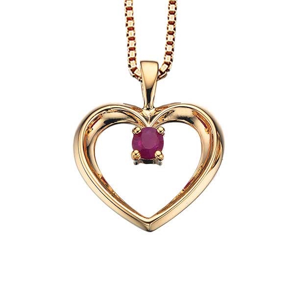14 kt. Guld hjerte vedhæng med en Rubin - 210115