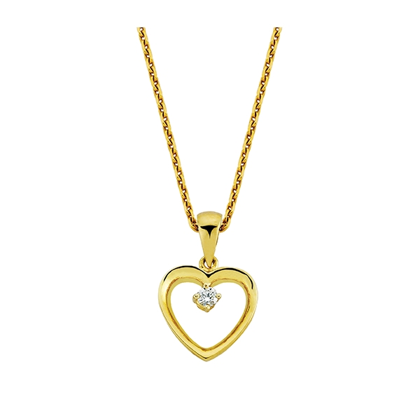 Guld hjerte vedhæng i 14 karat med brillant | v2916rg
